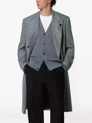 LARDINI Herringbone Double-breasted Coat