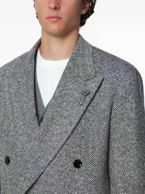 LARDINI Herringbone Double-breasted Coat