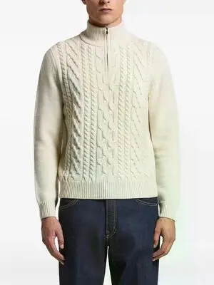 Peserico Cable-knit Quarter-zip Sweater - Neutrals