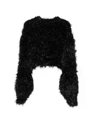 Junya Watanabe Metallic-effect Cropped Sweater - Black