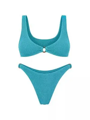 BOUND Crinkled Ring-detail Bikini - Blue