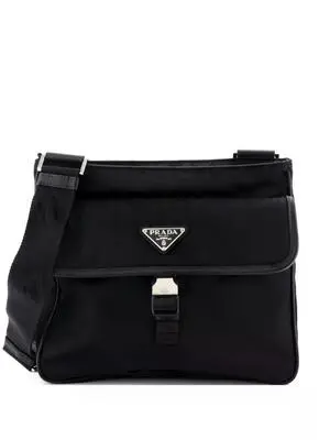 Prada Buckle Flap Messenger Bag Re-nylon Medium Crossbody Bag - Black