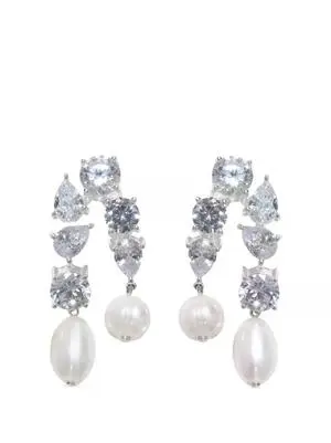 Completedworks Cascading Pearl And Zirconia Drop Earrings - Silver