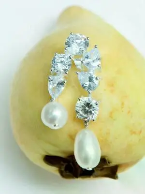 Completedworks Cascading Pearl And Zirconia Drop Earrings