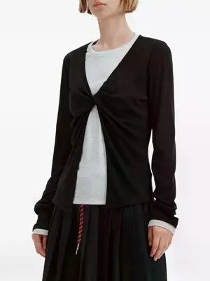 TOUT A COUP Twist-detail Layered T-shirt - Black