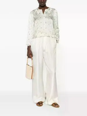 DÔEN Elianne Floral-print Lace-trim Top