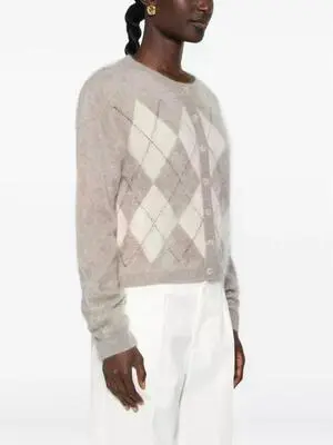 Soft Goat Argyle Cashmere Cardigan