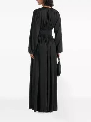 Manière De Voir Ivana Cinched Waist Maxi Dress With Detachable Sleeves - Black