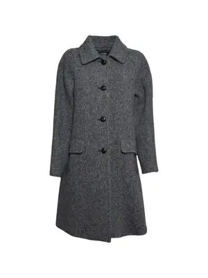 Max Mara Herringbone-pattern Fringed Coat