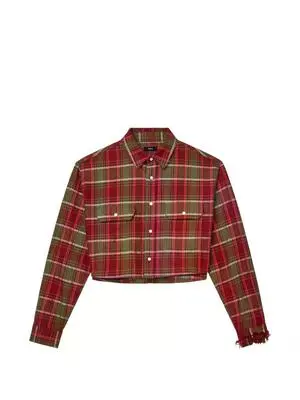 PURPLE BRAND Cropped Plaid Shirt