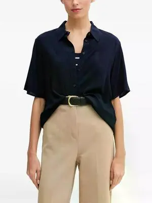 BENETTON Short-sleeved Button-down Shirt - Blue