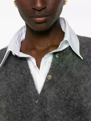 Soft Goat Brushed-knit Alpaca Cardigan - Grey