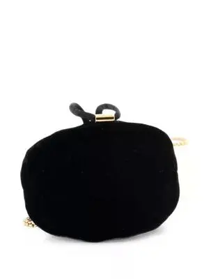 Prada Triangle Logo Drawstring Pouch Velvet Mini Bucket Bag