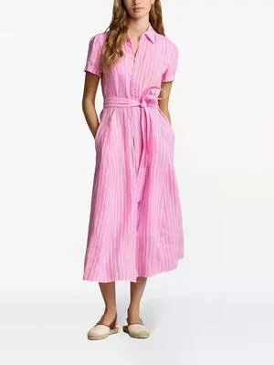 Polo Ralph Lauren Striped Linen Shirt-dress - Pink