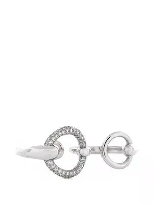 Hermès Filet D'or Double 18k White Gold With Diamonds Large Ring