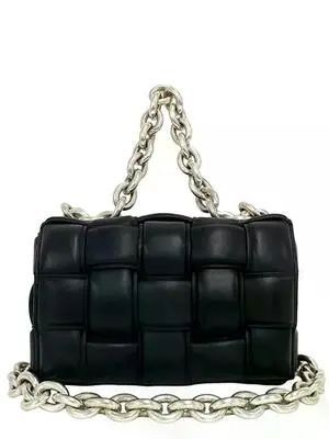 Bottega Veneta 2012-2026 Nappa Intrecciato Padded Chain Cassette Satchel - Black