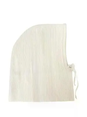 Federica Tosi Ribbed-knit Balaclava Hat - Neutrals