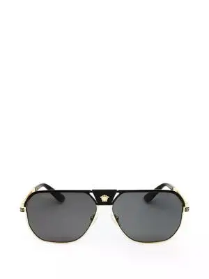 Versace Medusa-embellishment Geometric-frame Sunglasses - Black