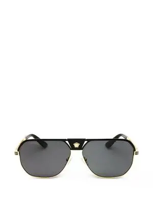 Versace Medusa-embellishment Geometric-frame Sunglasses - Black