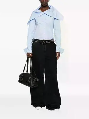 7 For All Mankind Off-shoulder Poplin Shirt - Blue