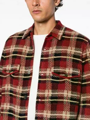 Guest In Residence Check-pattern Button-up Polo Shirt - Red