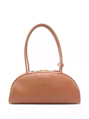 Miu Miu Beau Embossed-logo Tote Bag - Brown