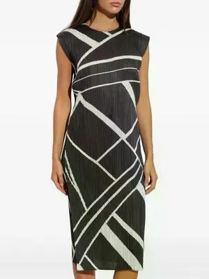 Issey Miyake Fold Line Pleated Midi Dress