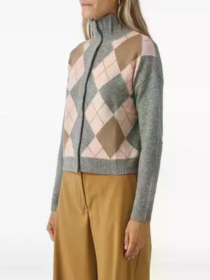 Max Mara Argyle Zip-up Cardigan