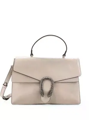 Gucci Dionysus Convertible Top Handle Bag Patent Medium Satchel - Neutrals