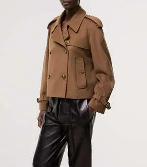 Burberry Cashmere Mayfair Cropped Trench Jacket