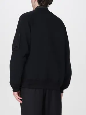 Sacai Cotton Blend Crewneck Sweatshirt With Side Zips - Black