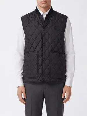 Burberry Quilted Nylon Vest With Bomber Collar And Ekd Logo Detail