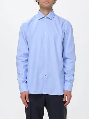 BROOKSFIELD Oxford Cotton Shirt With Button-down Collar And Embroidered Logo Gnawed Blue