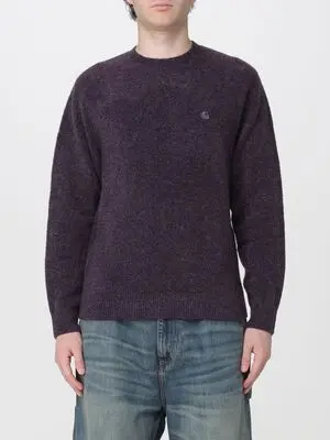 Carhartt Work In Progress Curtis Crewneck Sweater In Acrylic Blend With Embroidered Logo - Violet
