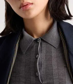 Prada Wool Ribbed Polo Sweater