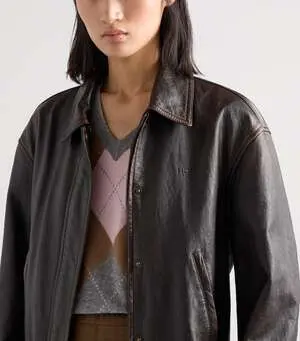 Prada Cashmere Argyle V-neck Sweater