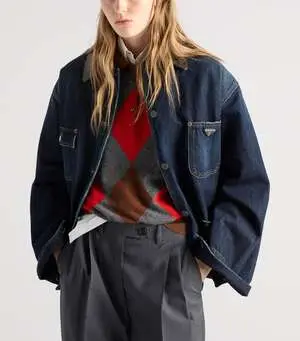 Prada Cashmere Argyle Polo Sweater