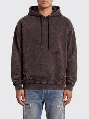 DIESEL® Relaxed Fit Cotton Hoodie With Dropped Shoulders - Brown