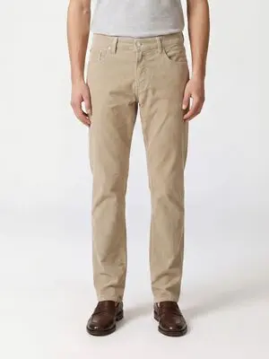 DONDUP Mid-rise Slim Fit Corduroy Pants With Turn-up Cuffs - Beige