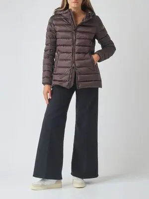 COLMAR Quilted Nylon Long Down Jacket With Hood And Down Filling - Blue
