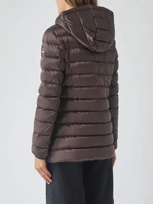 COLMAR Quilted Nylon Long Down Jacket With Hood And Down Filling - Blue