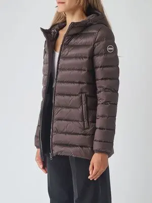 COLMAR Quilted Nylon Long Down Jacket With Hood And Down Filling - Blue