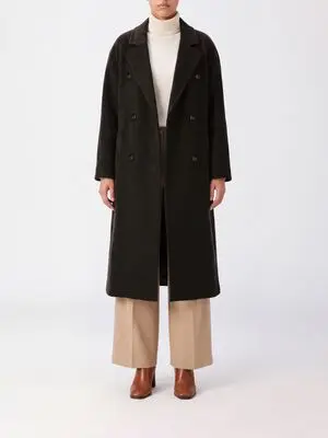 Loulou De Saison Double-breasted Long Coat In Wool And Cashmere Blend - Brown