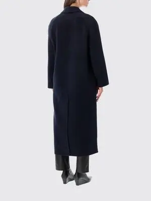 Loulou De Saison Double-breasted Long Coat In Wool And Cashmere Blend - Navy