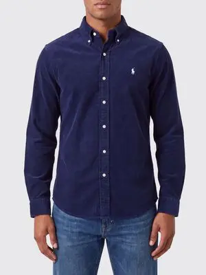 Polo Ralph Lauren Corduroy Shirt With Button-down Collar And Logo - Blue