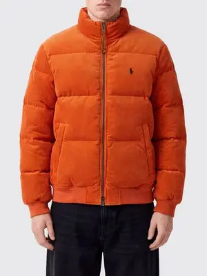 Polo Ralph Lauren Quilted Corduroy Puffer Jacket With High Neck And Logo - Orange