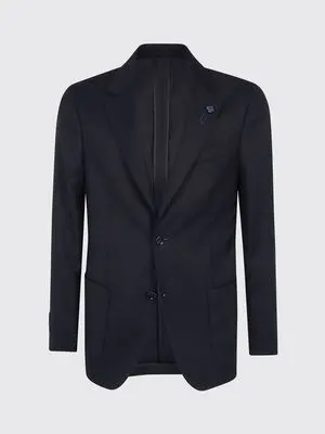 LARDINI Single-breasted Virgin Wool Blazer With Peak Lapels And Patch Pockets