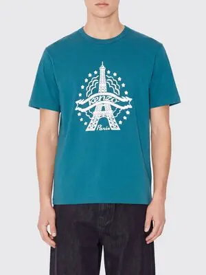 Kenzo Crewneck Cotton T-shirt With Contrasting Graphic Logo Print On The Front Green