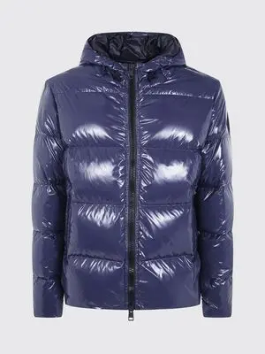 Herno Short Quilted Nylon Down Jacket With Hood And Zip Closure - Blue