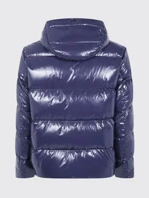 Herno Short Quilted Nylon Down Jacket With Hood And Zip Closure - Blue